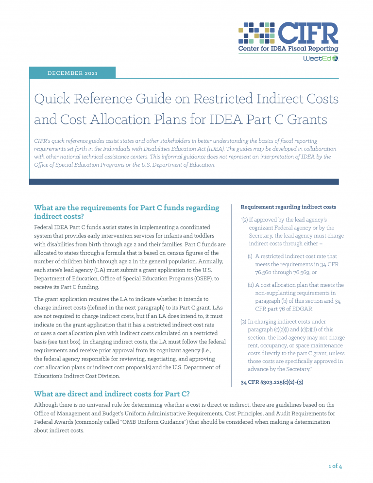 Quick Reference Guide on Restricted Indirect Costs and Cost Allocation ...