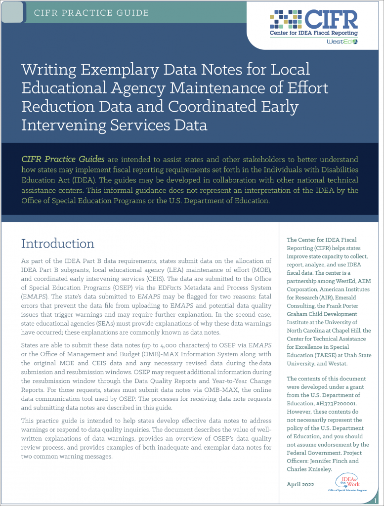 Resources – Center for IDEA Fiscal Reporting