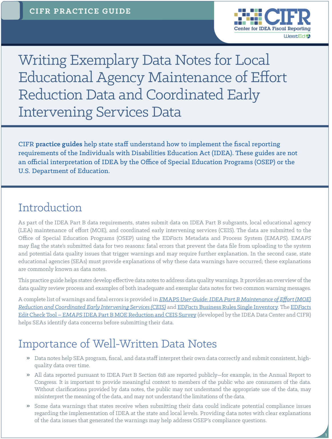 Resources – Center for IDEA Fiscal Reporting