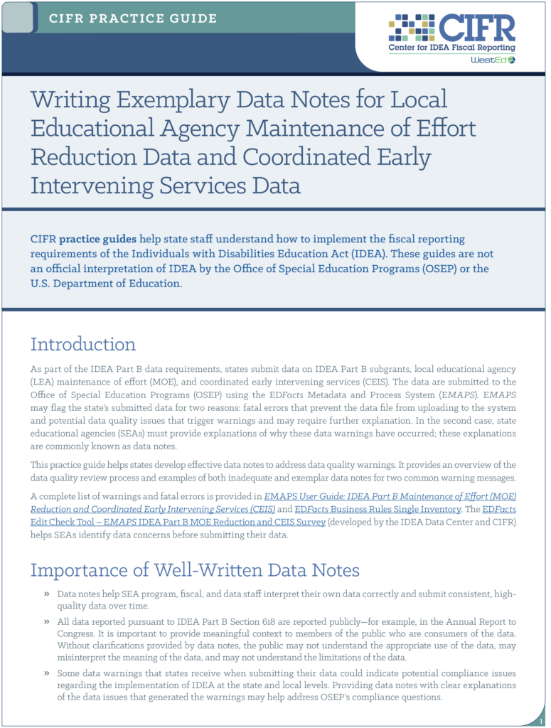 Resources – Center for IDEA Fiscal Reporting