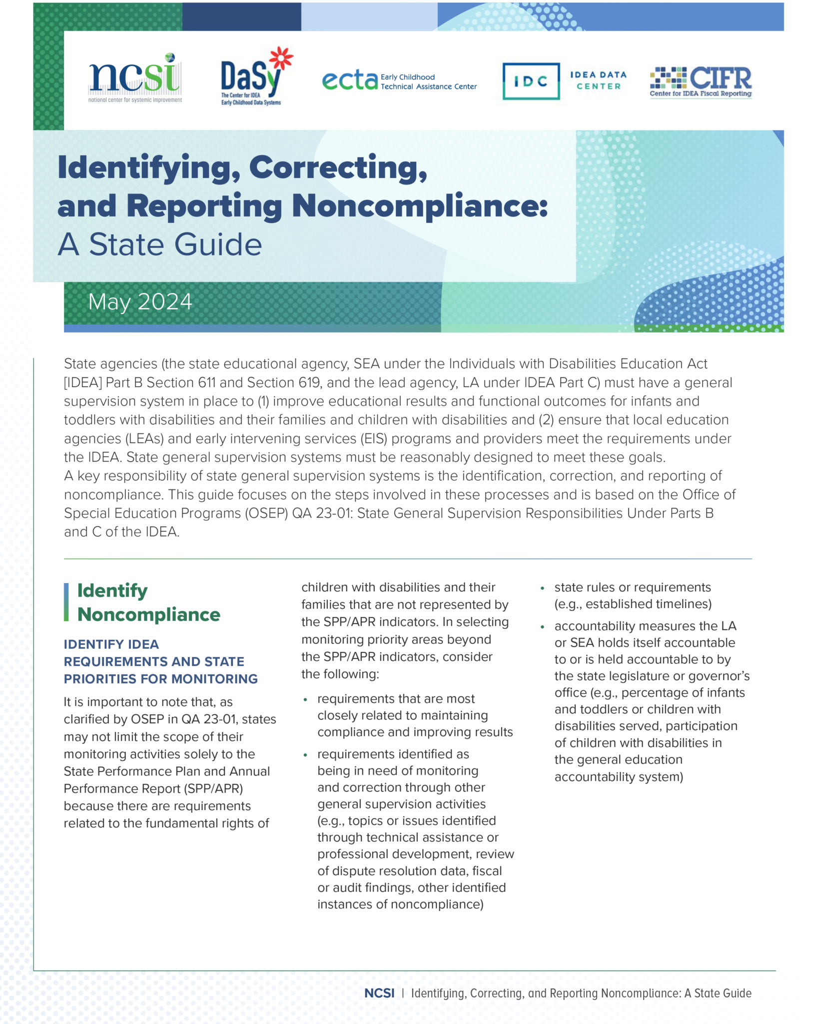 Identifying, Correcting, and Reporting Noncompliance: A State Guide ...