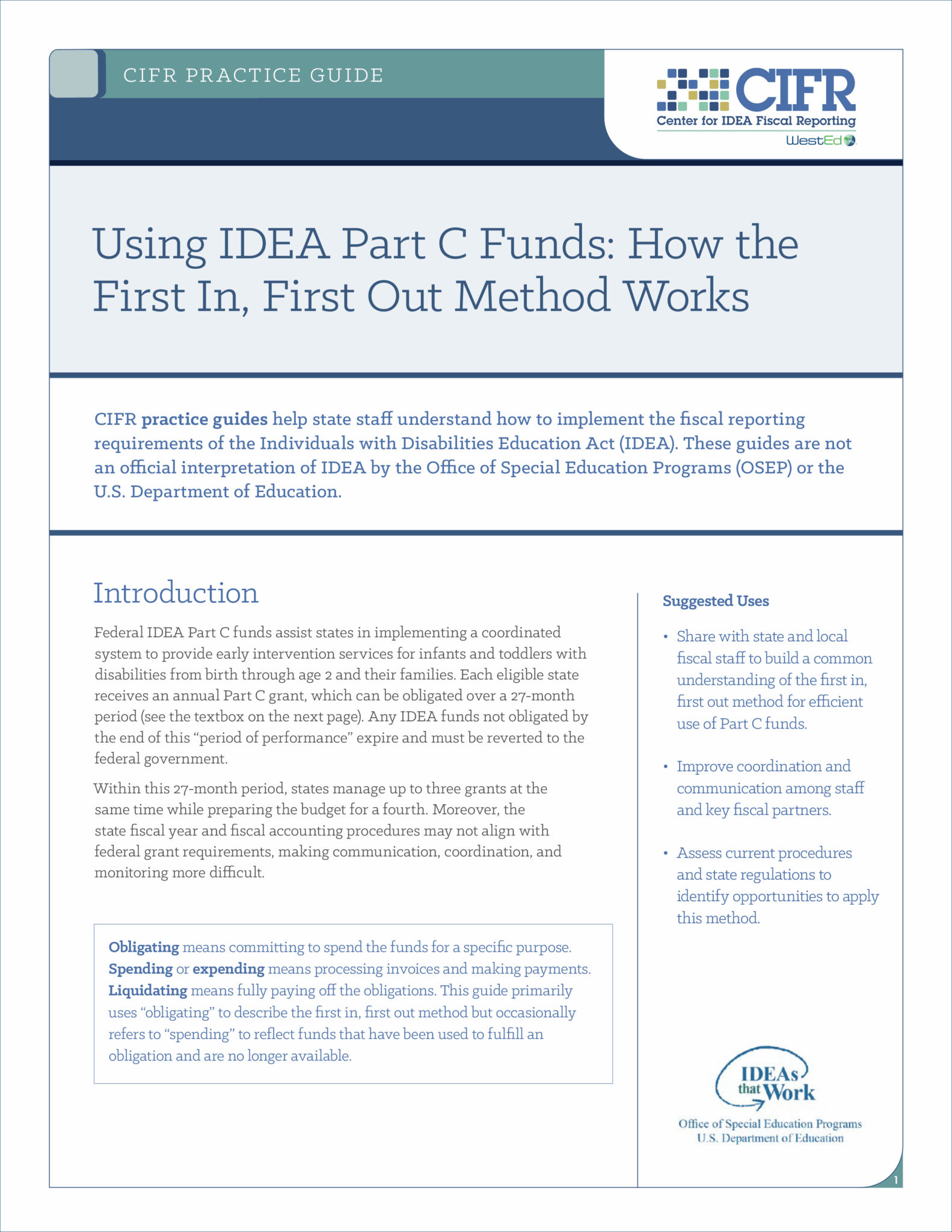 Using IDEA Part C Funds: How the First In, First Out Method Works ...