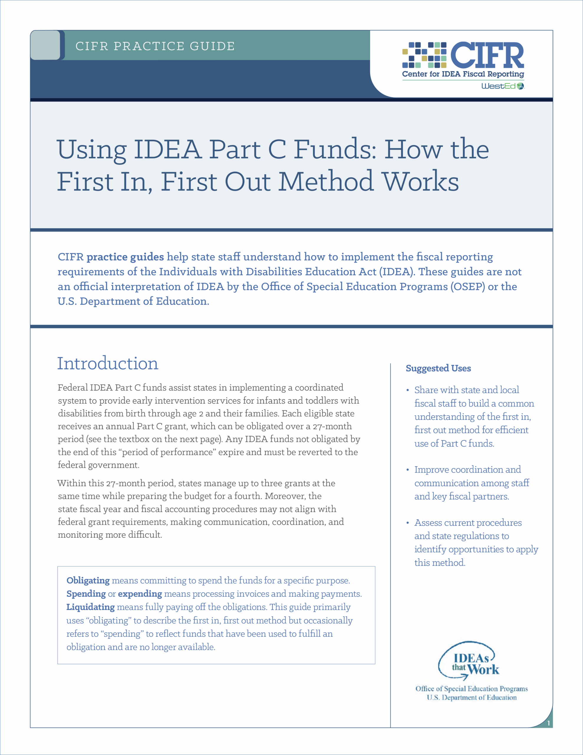 Using IDEA Part C Funds: How the First In, First Out Method Works ...